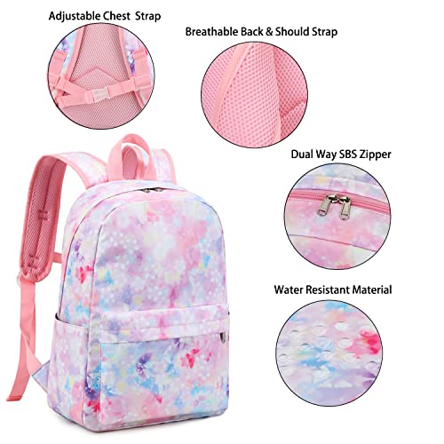 BGS BIGSUCS Girls Backpack for Kids Butterfly School Backpack Preschool Kindergarten Elementary School Bag with Insulated Lunch Tote and Pencil Pouch