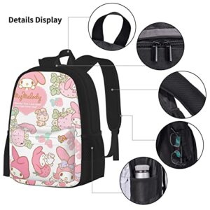 ORPJXIO Backpack 3 Piece Set Kuromi Anime My Melody School Bag Pencil Case Lunch Bag Combination For Travel Work Camping School