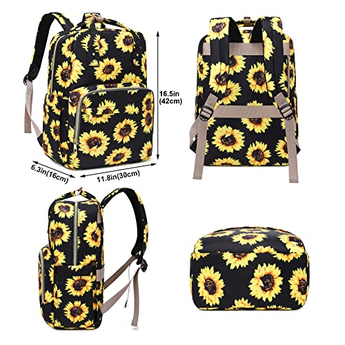 Kouxunt Sunflower Laptop Backpack College Bookbag School Backpack for Women Girls, Travel Backpack 15.6 Inch Computer Backpacks