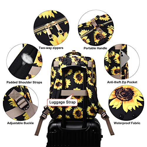 Kouxunt Sunflower Laptop Backpack College Bookbag School Backpack for Women Girls, Travel Backpack 15.6 Inch Computer Backpacks