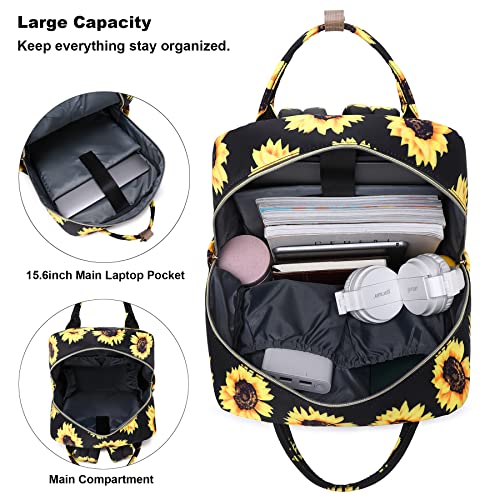 Kouxunt Sunflower Laptop Backpack College Bookbag School Backpack for Women Girls, Travel Backpack 15.6 Inch Computer Backpacks