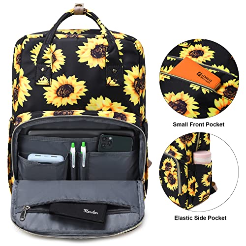 Kouxunt Sunflower Laptop Backpack College Bookbag School Backpack for Women Girls, Travel Backpack 15.6 Inch Computer Backpacks