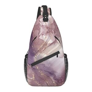 Jumou Marble Sling Bag Crossbody Backpack Women Men Travel Chest Bag Casual Outdoor Sports Running Hiking