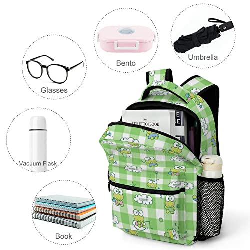 Keroppi Backpack School Bag Withe Side Pokect Large Suitable for Men Women ​Hiking Camping Picnic Daypacks