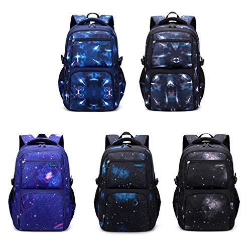 JiaYou Boys Men Backpack High University School Bag Travel Daypack 3pcs Backpack Sets(Dark Blue Star-3pcs,30 Liters)