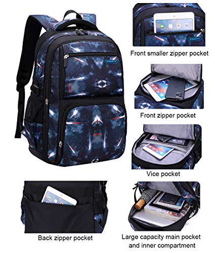 JiaYou Boys Men Backpack High University School Bag Travel Daypack 3pcs Backpack Sets(Dark Blue Star-3pcs,30 Liters)