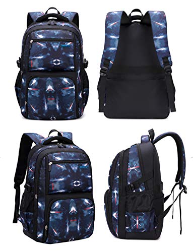 JiaYou Boys Men Backpack High University School Bag Travel Daypack 3pcs Backpack Sets(Dark Blue Star-3pcs,30 Liters)