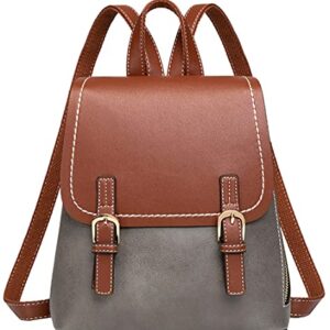 SHESTORY Women PU Leather Fashion Backpack Girl Daypack for Traveling (Dark brown)