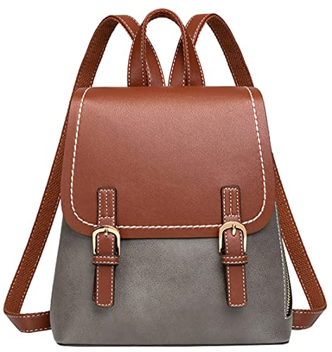 SHESTORY Women PU Leather Fashion Backpack Girl Daypack for Traveling (Dark brown)