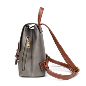 SHESTORY Women PU Leather Fashion Backpack Girl Daypack for Traveling (Dark brown)