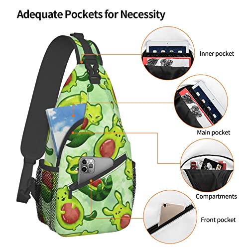 QZLAN Avocado Sling Bag Crossbody Chest Backpack Shoulder Daypack Gym Travel