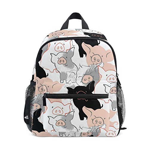 Fisyme Toddler Backpack Cartoon Pigs School Bag Kids Backpacks for Kindergarten Preschool Nursery Girls Boys, S