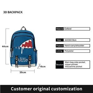 WZSMHFT Hololive VTuber Gawr Gura Three Piece 3D Student Backpack Men Ladies Casual Chest Bag (Three-Piece Set)