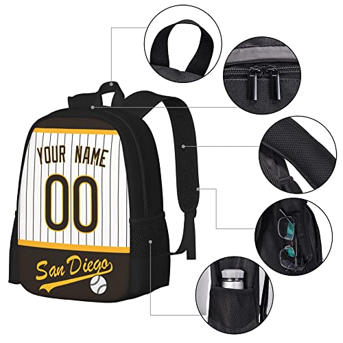 ANTKING San Diego Backpack High capacity Custom Any Name and Any Number Gifts for Kids Men Fans