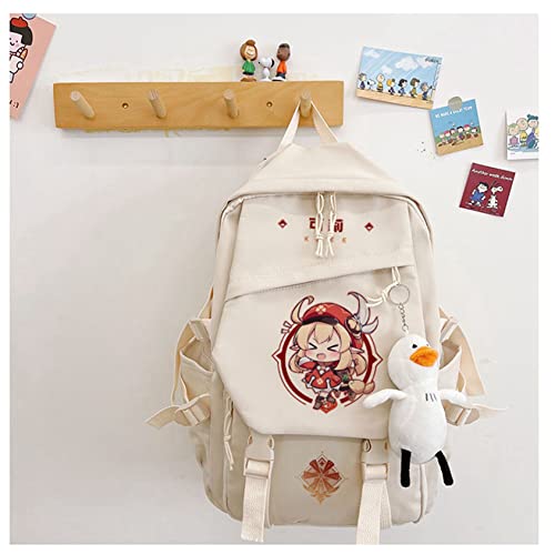 Genshin Impact Diluc Anime Bookbag Backpack 3D Print Bags Travel Backpack With Cute Doll of Duck