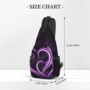 Fashional Purple Hearts High Storage Capacity Chest Bag Diagonally Sling Backpack Crossbody Shoulder Bag for Men Women