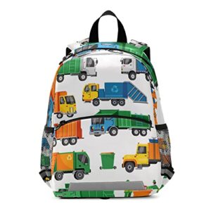 garbage truck preschool backpacks，kid’s casual travel bookbag with leash，cute toddler backpacks for boys and girls