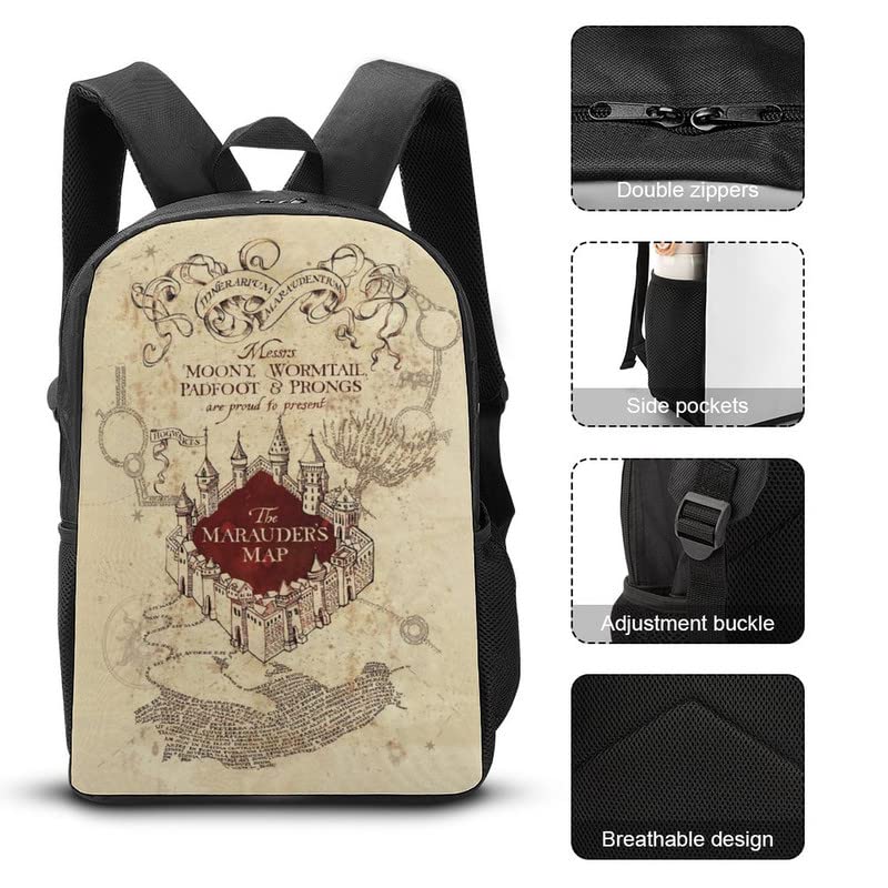 Map Simple Backpack Lightweight Cartoon Printed Bags Travel Computer Backpacks