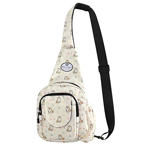 HUA ANGEL Floral Sling Bag - Small Crossbody Backpack Shoulder Bag for Men Women Hiking Travel Cycling Chest Bag Daypack