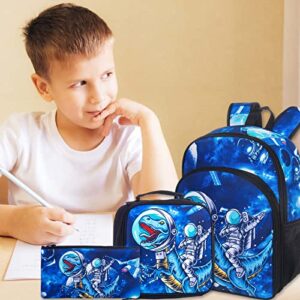 UFNDC 3PCS Dinosaur Backpack , 16” Boys Bookbag with Lunch Box, Kids School Bag for Elementary Toddler