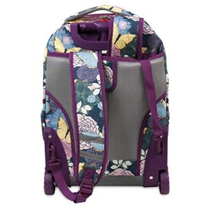 J World New York Kids' Duo Rolling Backpack with Lunch Box Set, Secret Garden, One Size