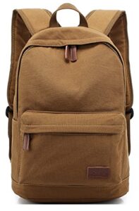 kayond casual style lightweight canvas laptop bag/ durable travel backpacks /rucksack for men&women/fashion backpack fits 15 inch notebook (brown)