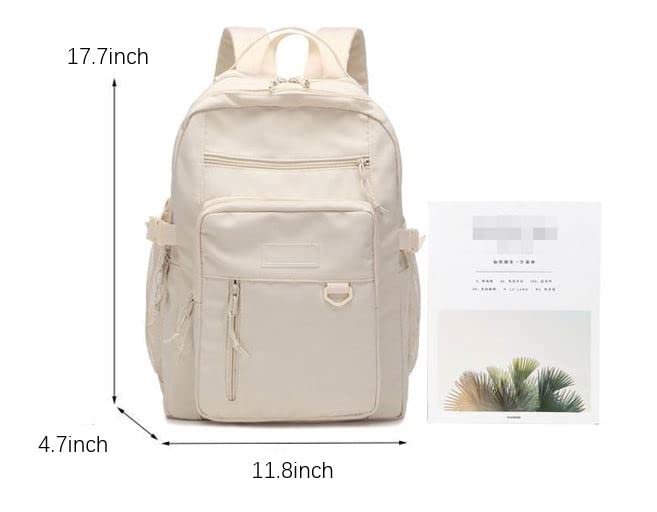 Large Capacity Travel Aesthetic Laptop bag for Men Women college student Backpack computer casual day pack (Cream)