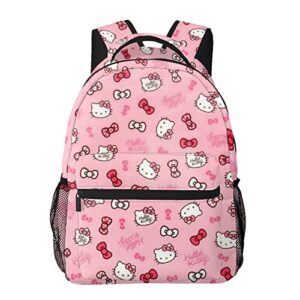 BAMARO Lightweight School Backpack, Cute Pink Cartoon Cat Bookbag for Girls Boys Men Women Teens