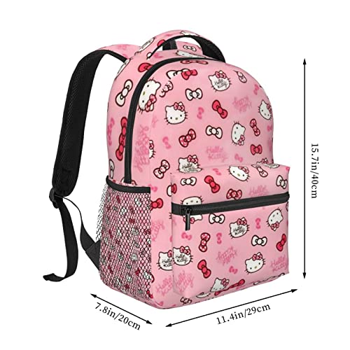 BAMARO Lightweight School Backpack, Cute Pink Cartoon Cat Bookbag for Girls Boys Men Women Teens