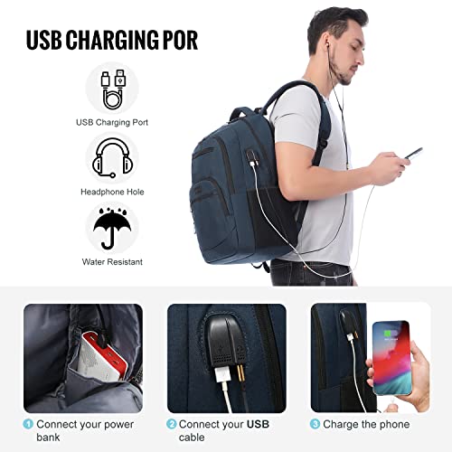 LOVEVOOK Laptop Backpack Work Travel Backpack for Women Men 17 Inch Anti Theft Computer Bag Waterproof College Bookbag Business Backpack Purse with USB Charging Port and Lock School Students Backpack