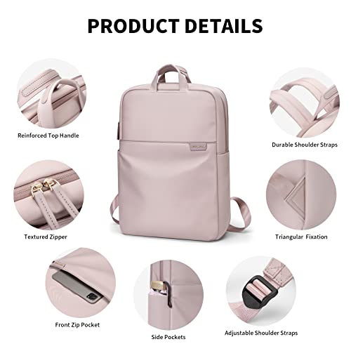 GOLF SUPAGS Travel Laptop Backpack for Women Anti Theft Slim Durable College Bookbag Business Computer Bag Fit 15.6 Inch Notebook (Pinkish Grey, 15.6 Inch)