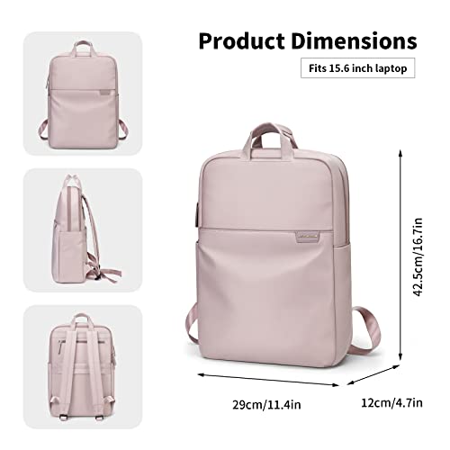 GOLF SUPAGS Travel Laptop Backpack for Women Anti Theft Slim Durable College Bookbag Business Computer Bag Fit 15.6 Inch Notebook (Pinkish Grey, 15.6 Inch)