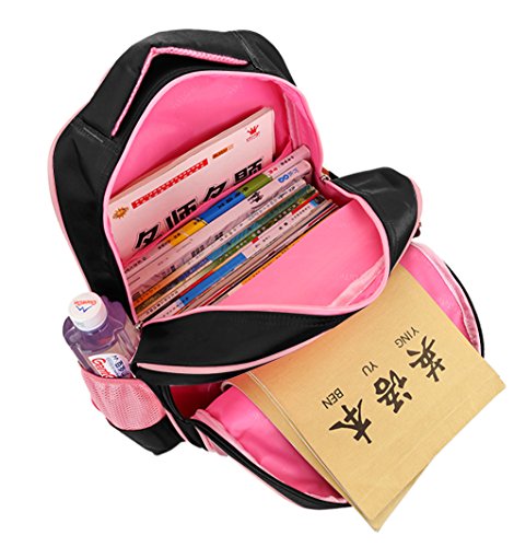 Cat Face Girls Backpack Kids School Bookbag for Primary Students Black