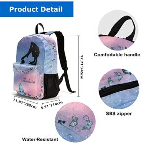 NZOOHY Starry Butterflies Gymnastics Ball Personalized Backpack Custom Text Unisex Bookbag for Boy Girl Travel Daypack Bag Purse 17.7 IN