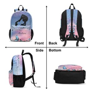 NZOOHY Starry Butterflies Gymnastics Ball Personalized Backpack Custom Text Unisex Bookbag for Boy Girl Travel Daypack Bag Purse 17.7 IN