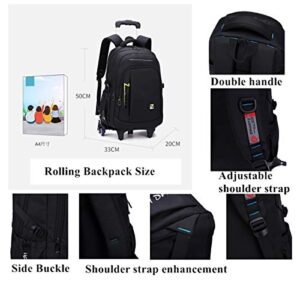 Elementary Trolley Backpack Senior High School Rolling Carry-on Luggage BookBag with Wheels for Teens