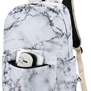 School Backpack Teen Girls Lightweight College Waterproof School Laptop Casual Backpack (Marble)