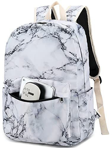 School Backpack Teen Girls Lightweight College Waterproof School Laptop Casual Backpack (Marble)