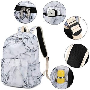 School Backpack Teen Girls Lightweight College Waterproof School Laptop Casual Backpack (Marble)