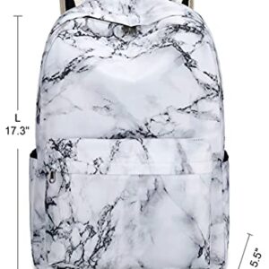 School Backpack Teen Girls Lightweight College Waterproof School Laptop Casual Backpack (Marble)