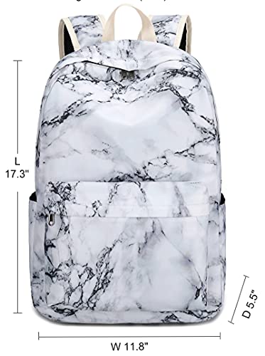 School Backpack Teen Girls Lightweight College Waterproof School Laptop Casual Backpack (Marble)