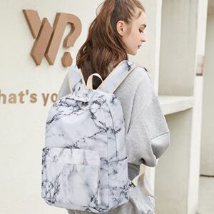 School Backpack Teen Girls Lightweight College Waterproof School Laptop Casual Backpack (Marble)