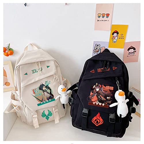 Genshin Impact Sangonnmiya Kokomi Cosplay Backpack Anime Backpacks for Teens Adult (16 INCH With Cute Doll of Duck)