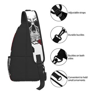 Yamegoun Rose And Skull Unisex Chest Bags Crossbody Sling Backpack Travel Hiking Daypack for Women Men Shoulder Bag for Casual Sport Climbing Runners