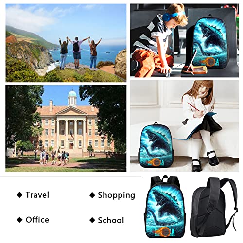 CHENGDE Cool Monster Backpack 3D Printing Dinosaur 17 Inch High Capacity Multifunction Casual Backpacks