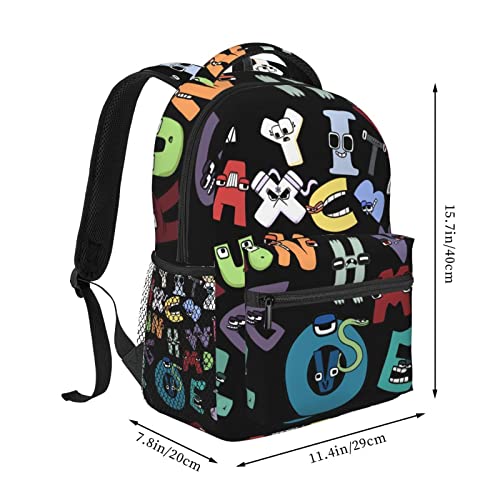 Alphabet Lore Backpacks for Boys Girls Teens Book Bag Travel Hiking Camping Work Bags