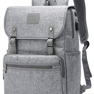 HFSX Backpack Bookbags Laptop Backpack for Women Men Vintage Backpack College Backpack Travel Bookbag Laptop Bookbags with USB Charging Port Gray Backpacks Fits 15.6 inch Notebook