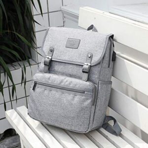 HFSX Backpack Bookbags Laptop Backpack for Women Men Vintage Backpack College Backpack Travel Bookbag Laptop Bookbags with USB Charging Port Gray Backpacks Fits 15.6 inch Notebook