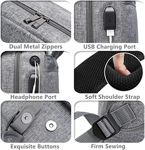 HFSX Backpack Bookbags Laptop Backpack for Women Men Vintage Backpack College Backpack Travel Bookbag Laptop Bookbags with USB Charging Port Gray Backpacks Fits 15.6 inch Notebook