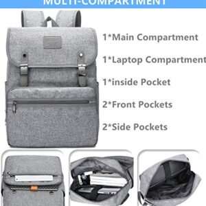 HFSX Backpack Bookbags Laptop Backpack for Women Men Vintage Backpack College Backpack Travel Bookbag Laptop Bookbags with USB Charging Port Gray Backpacks Fits 15.6 inch Notebook